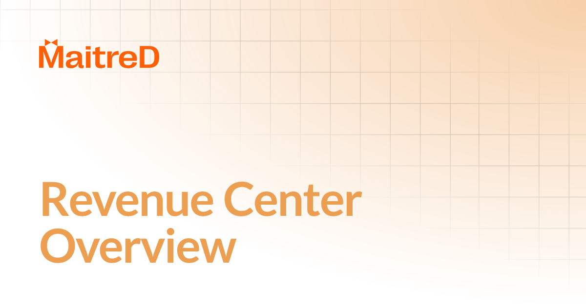 Revenue Center Overview | MD Documentation Center