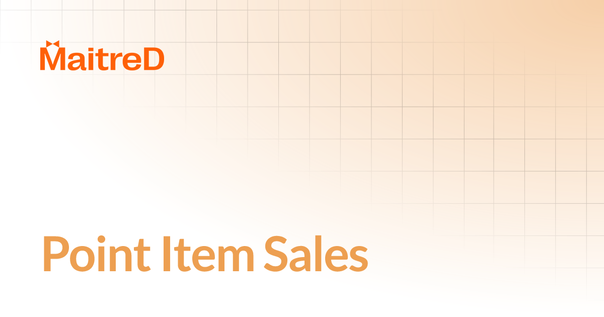 Point Item Sales | MD Documentation Center