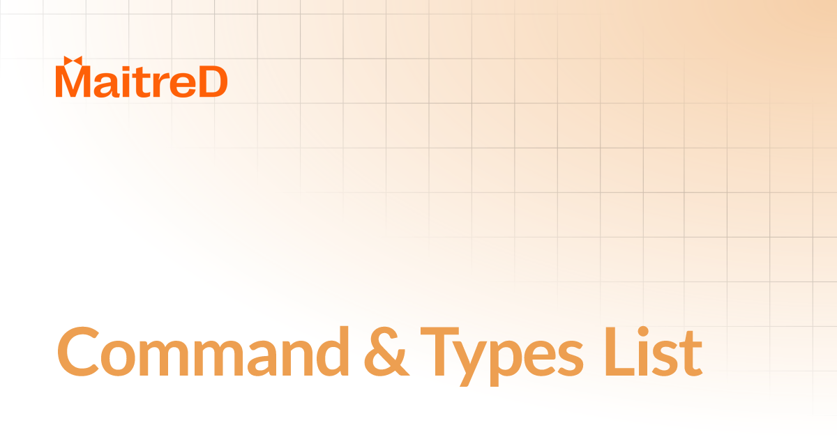 Command & Types List | MD Documentation Center